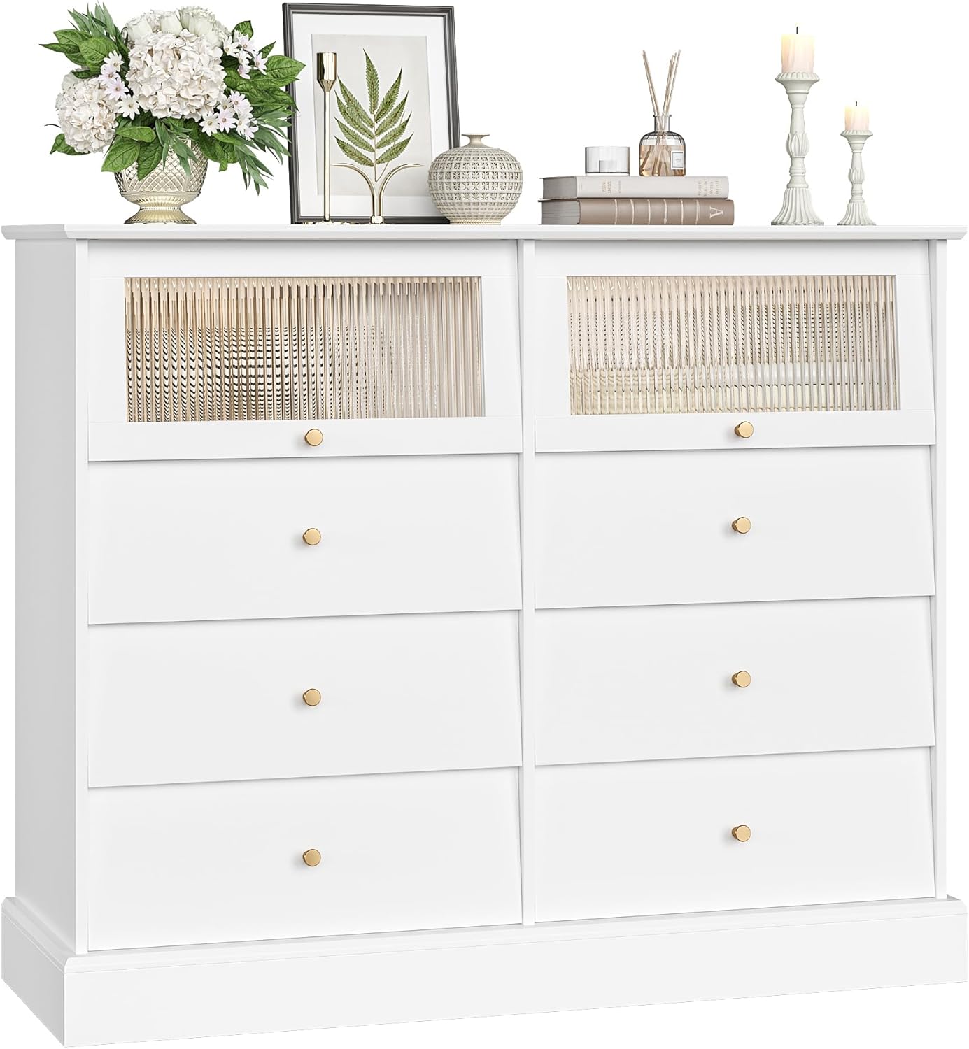 Amazon.com: FINETONES 8 Drawers White Dresser, 47.2’’ Large 8 Drawer ...