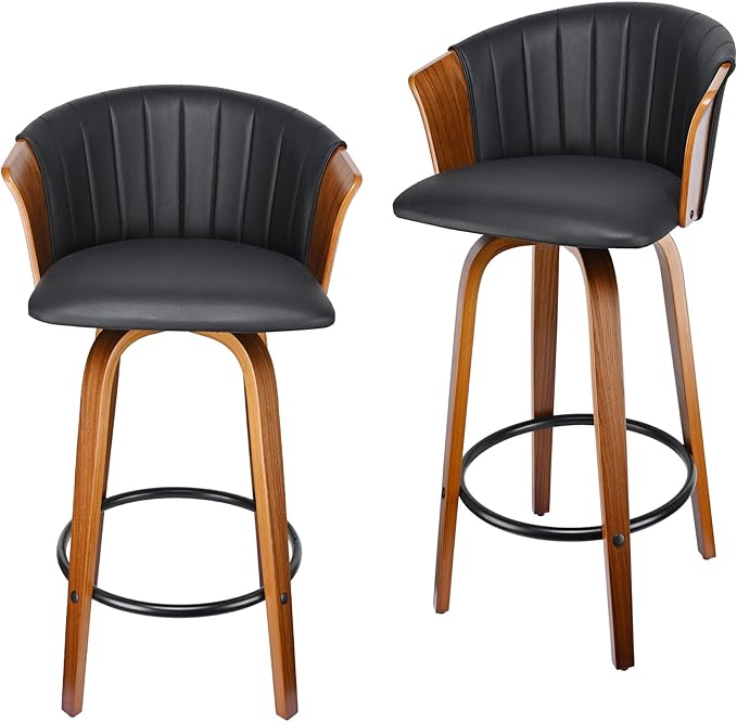 Moustache Swivel Bar Stools Set of 2, Mid-Century Modern Counter Chair ...