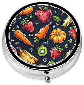 Amazon.com: Strawberry Carrot Kiwi Fruit Pill Box Portable Mini Round ...