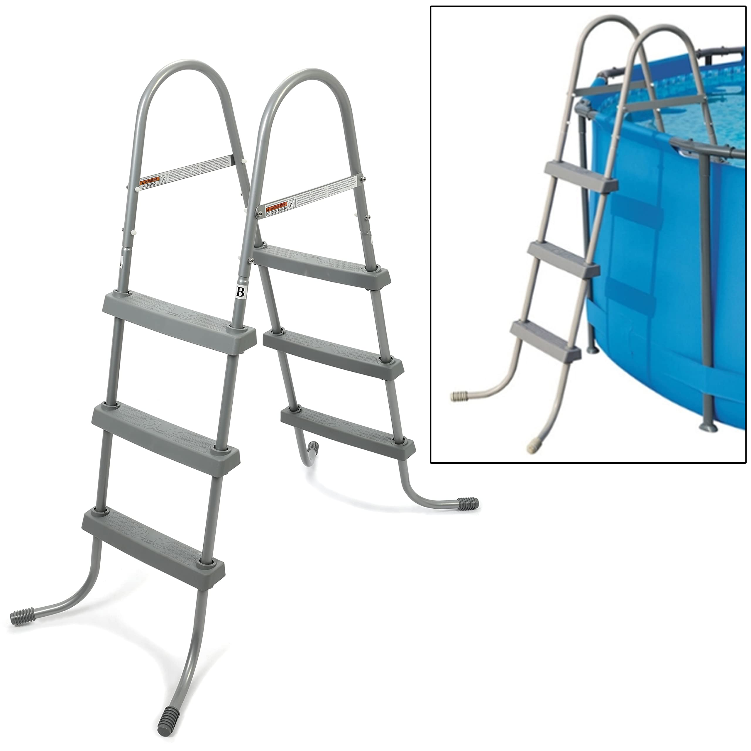 Steel 36 Inch Heavy Duty Swimming Pool Ladder Above Ground with 3 ...