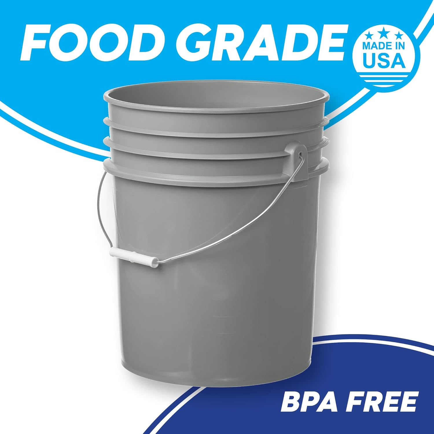 5 Gallon HDPE Buckets With Gamma Seal Lids 5-Gallon Food Grade Buckets ...