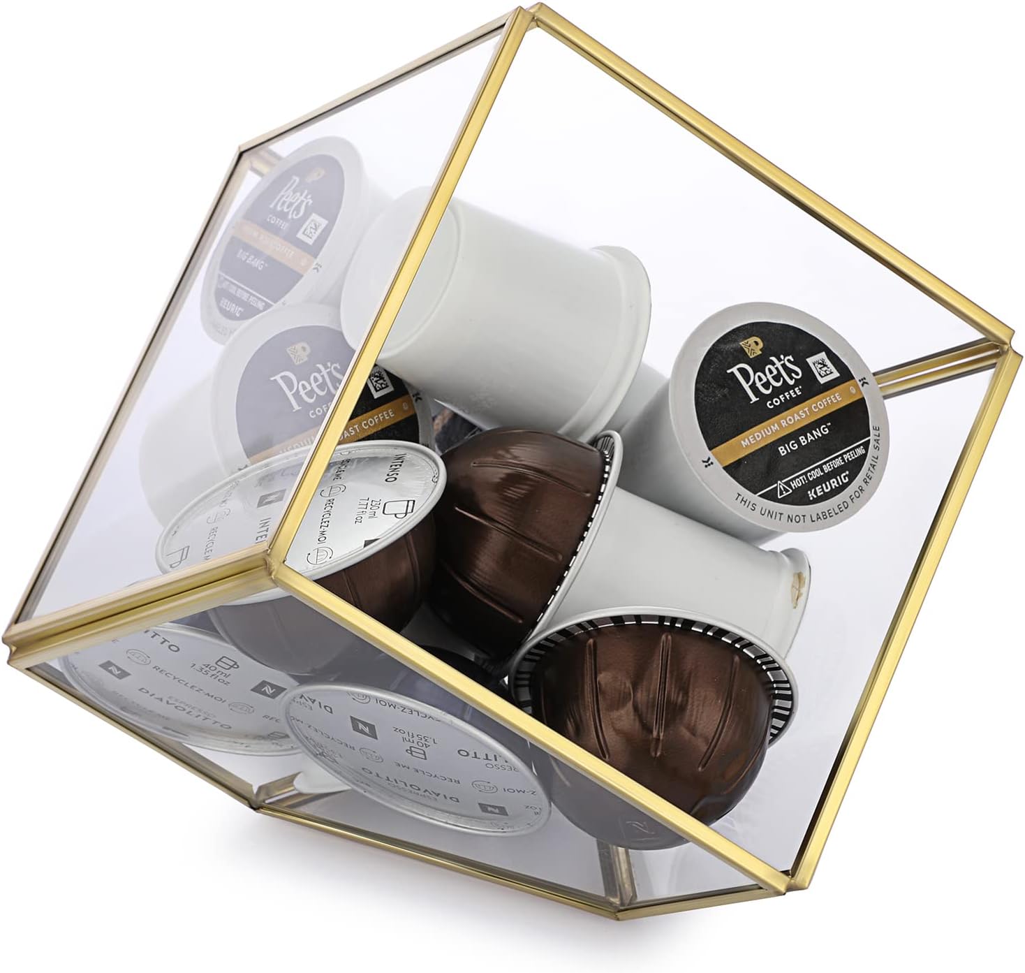 Amazon.com: ELLDOO Gold Glass Coffee Pod Holder - Slant Square Pod ...