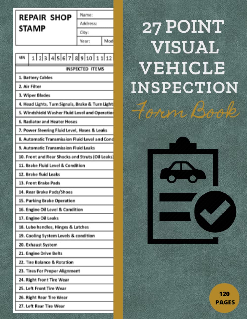 27 Point Visual Vehicle Inspection Form Book: Multi-Point Vehicle ...