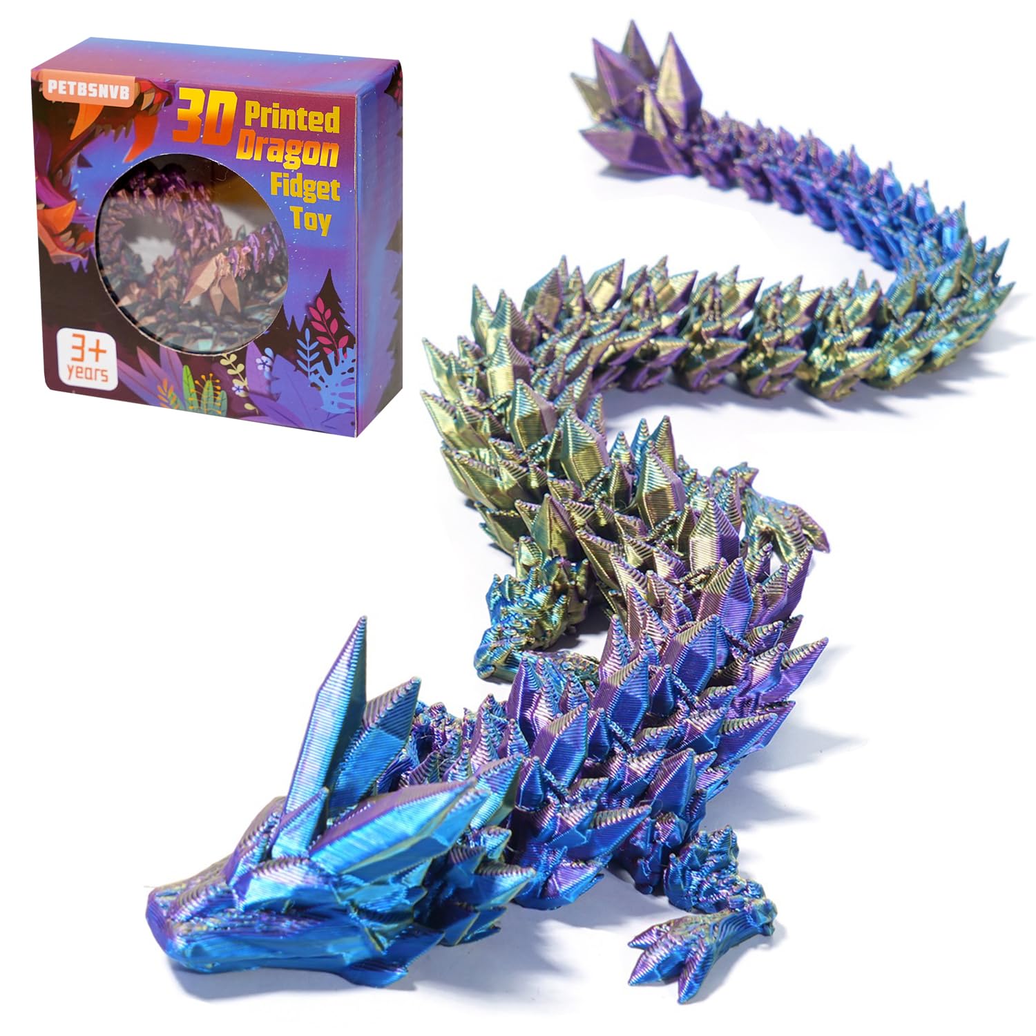 Snapklik.com : PETBSNVB Three Color 12" 3D Printed Dragon, Articulated ...