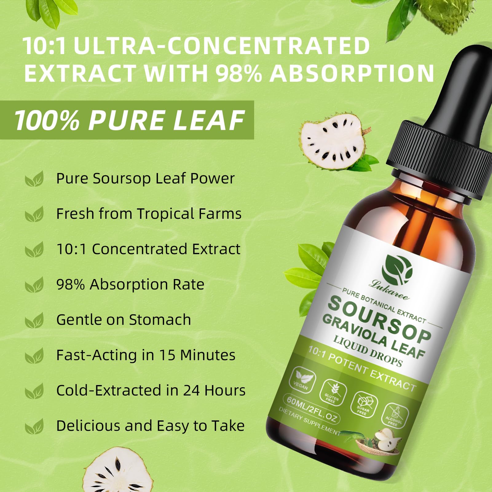 Snapklik.com : Lukaree Pure Soursop Leaf Extract Drops, 10X ...