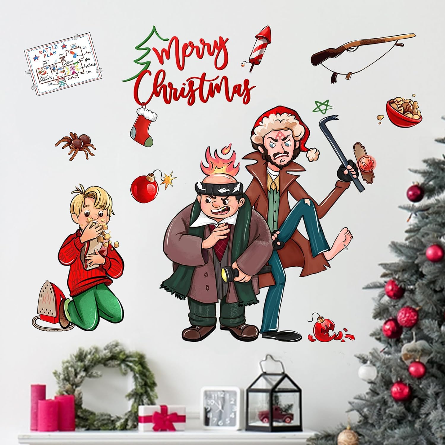Amazon.com: PYCAT Merry Christmas Classic Movie Wall Decals Stickers, Xmas Alone Boy Kevin ...