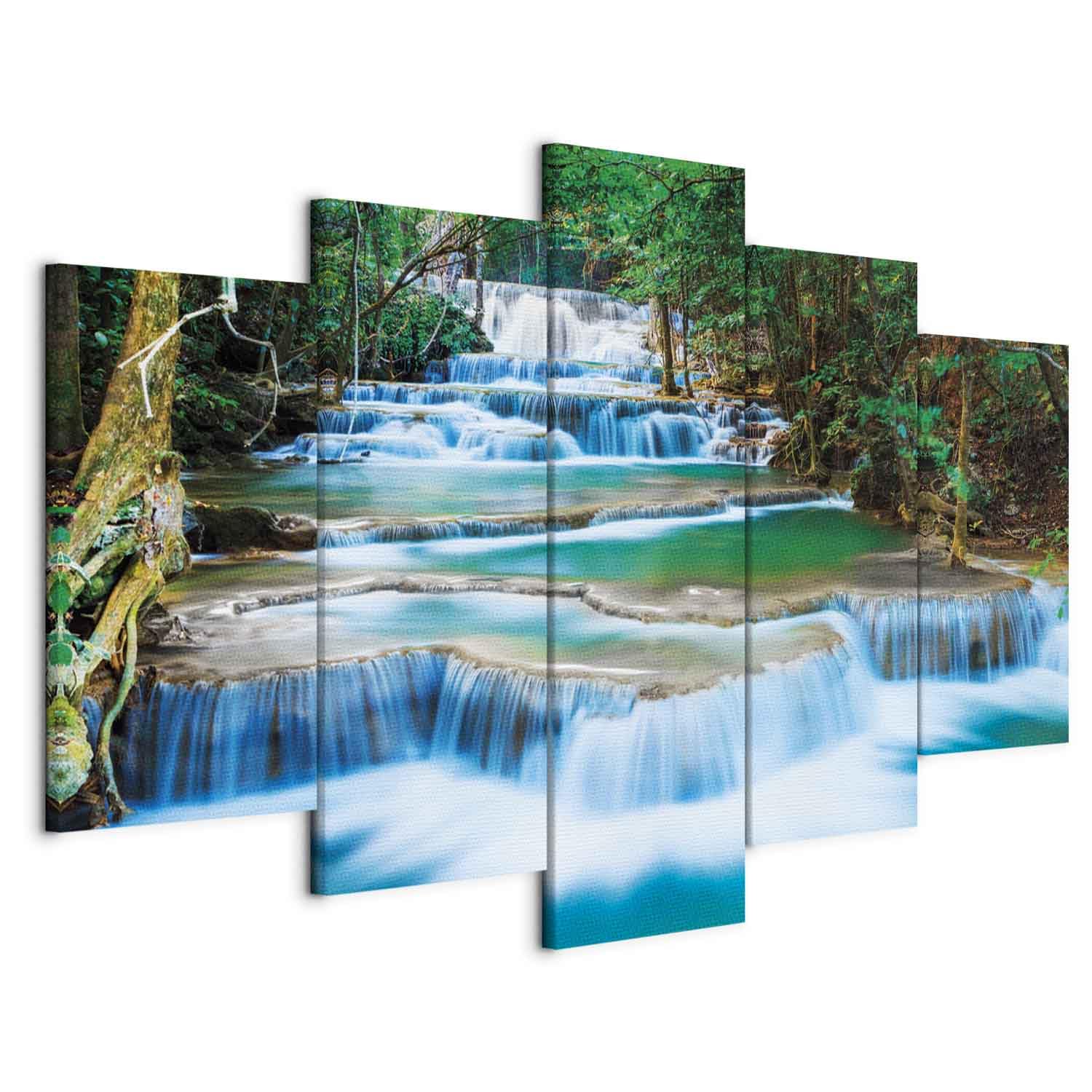 Amazon.com: artgeist Canvas Wall Art Print Waterfall 40x20 in - 5pcs ...