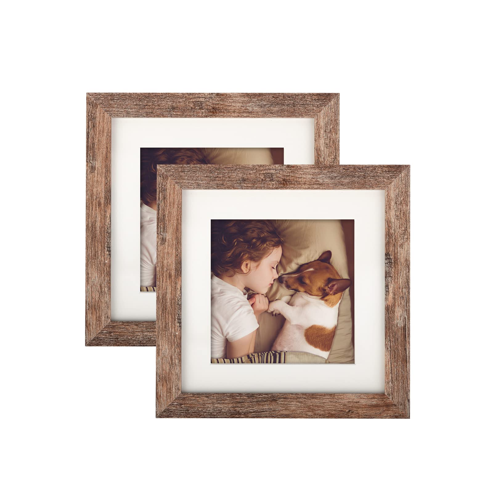 Amazon.com - TOFOREVO Picture Frames 6x6 Set of 2 Rustic Wood Grain ...