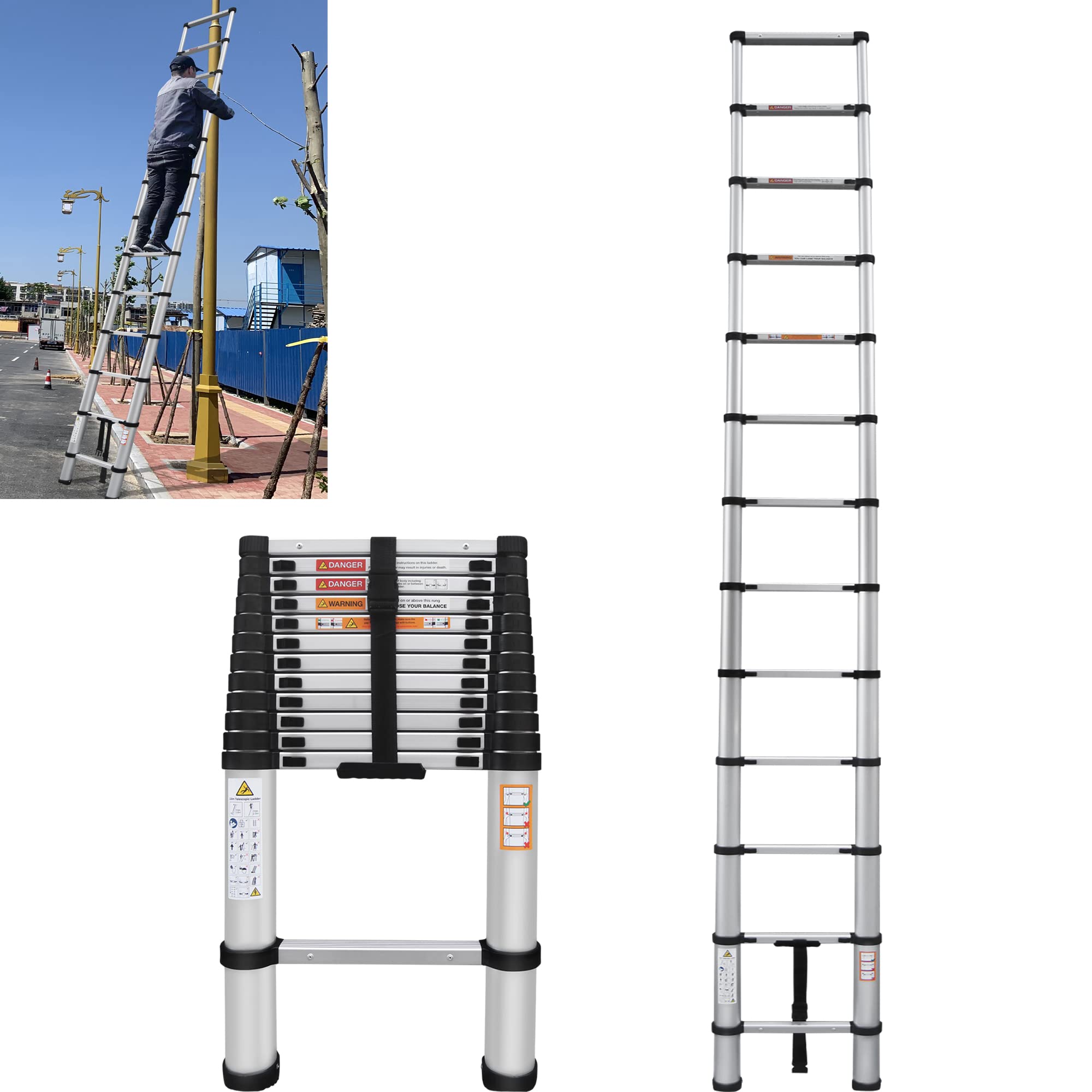 Telescoping Ladder 16.4FT Aluminium Telescopic Extension Ladder ...