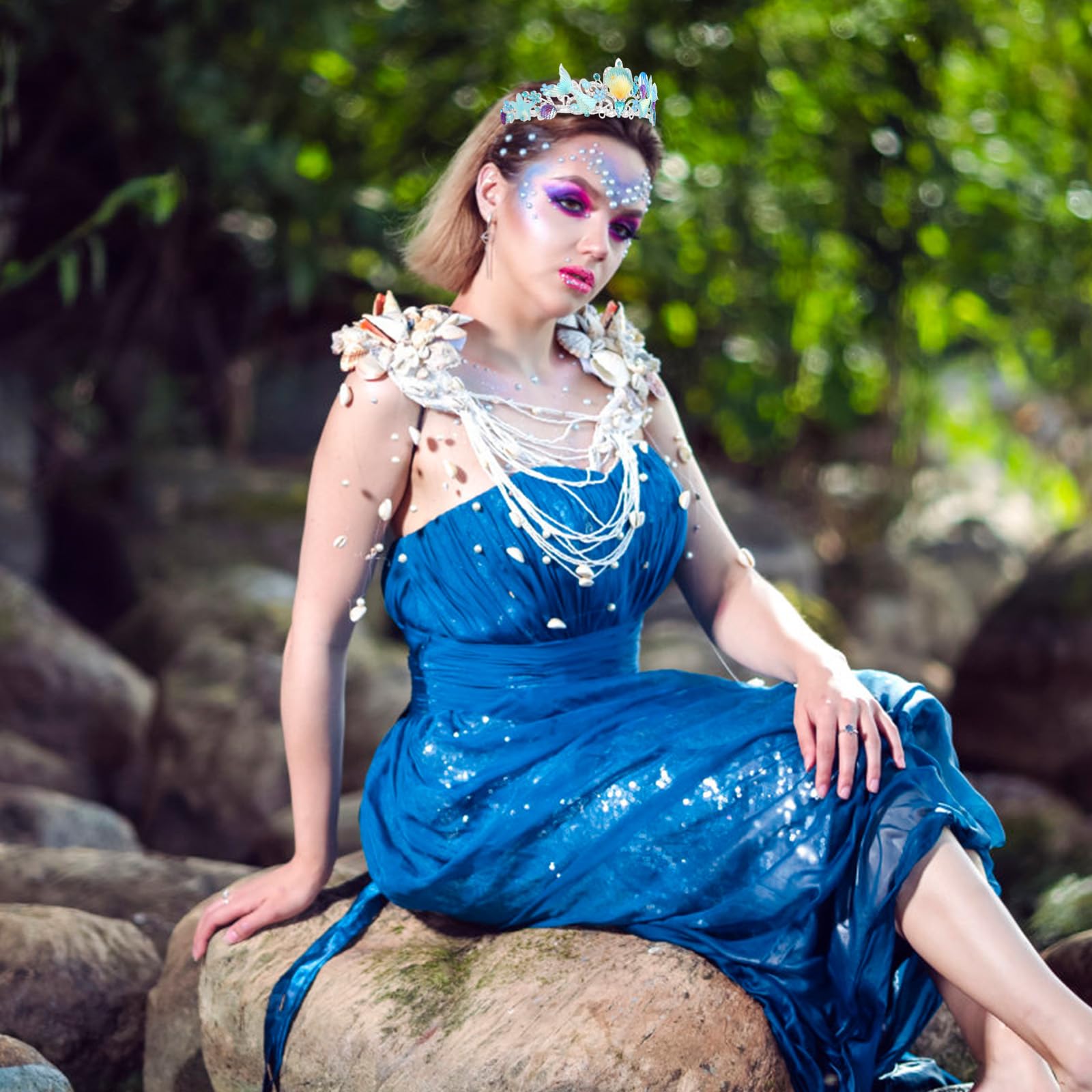 Snapklik.com : Mermaid Crown Blue Shell Tiara For Mermaid Costume ...
