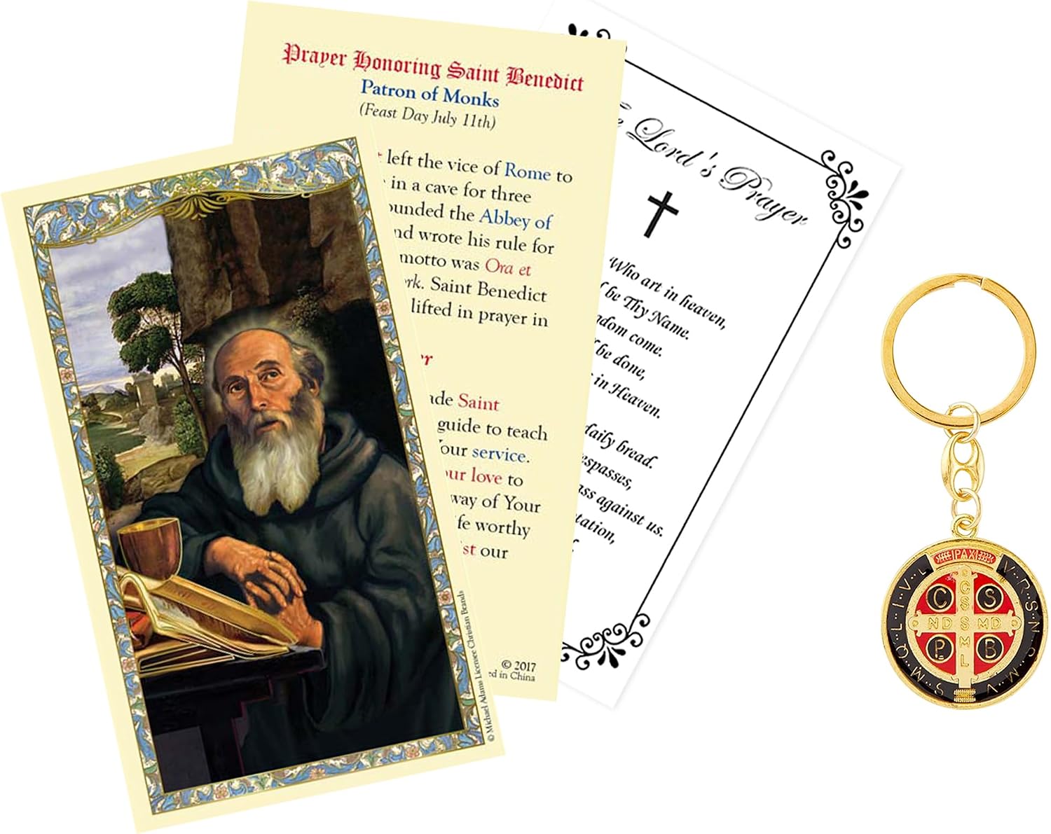 Amazon.com: Trendzeen Gold Finish St Benedict Medal Keychain ...