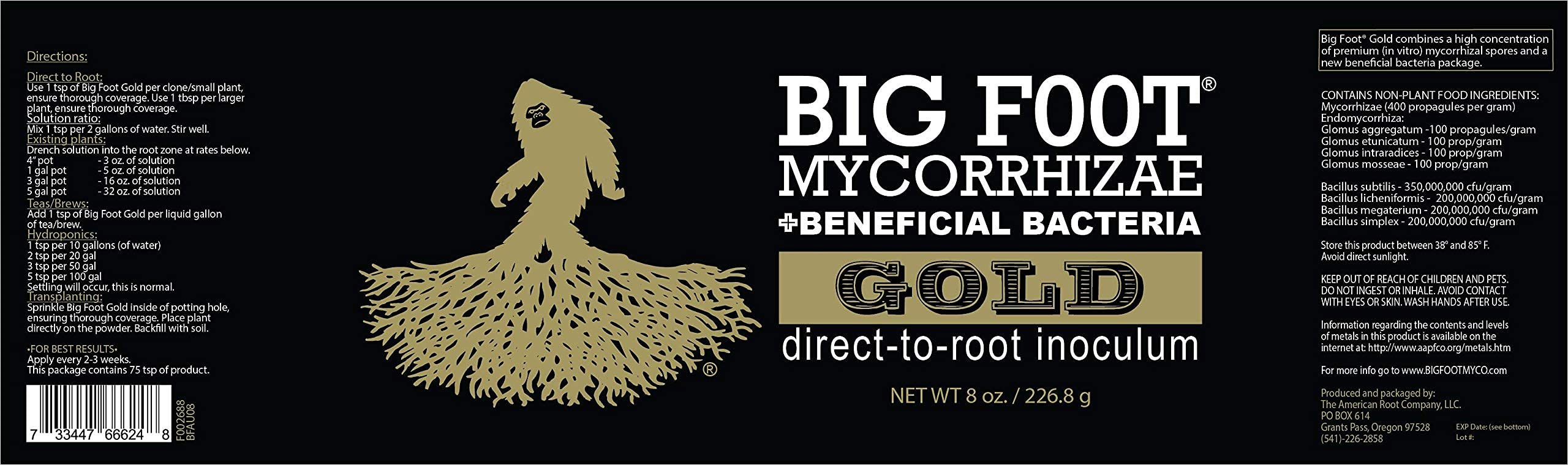 Big Foot Gold MYCORRHIZAL Fungi Concentrate (400 propagules per Gram ...