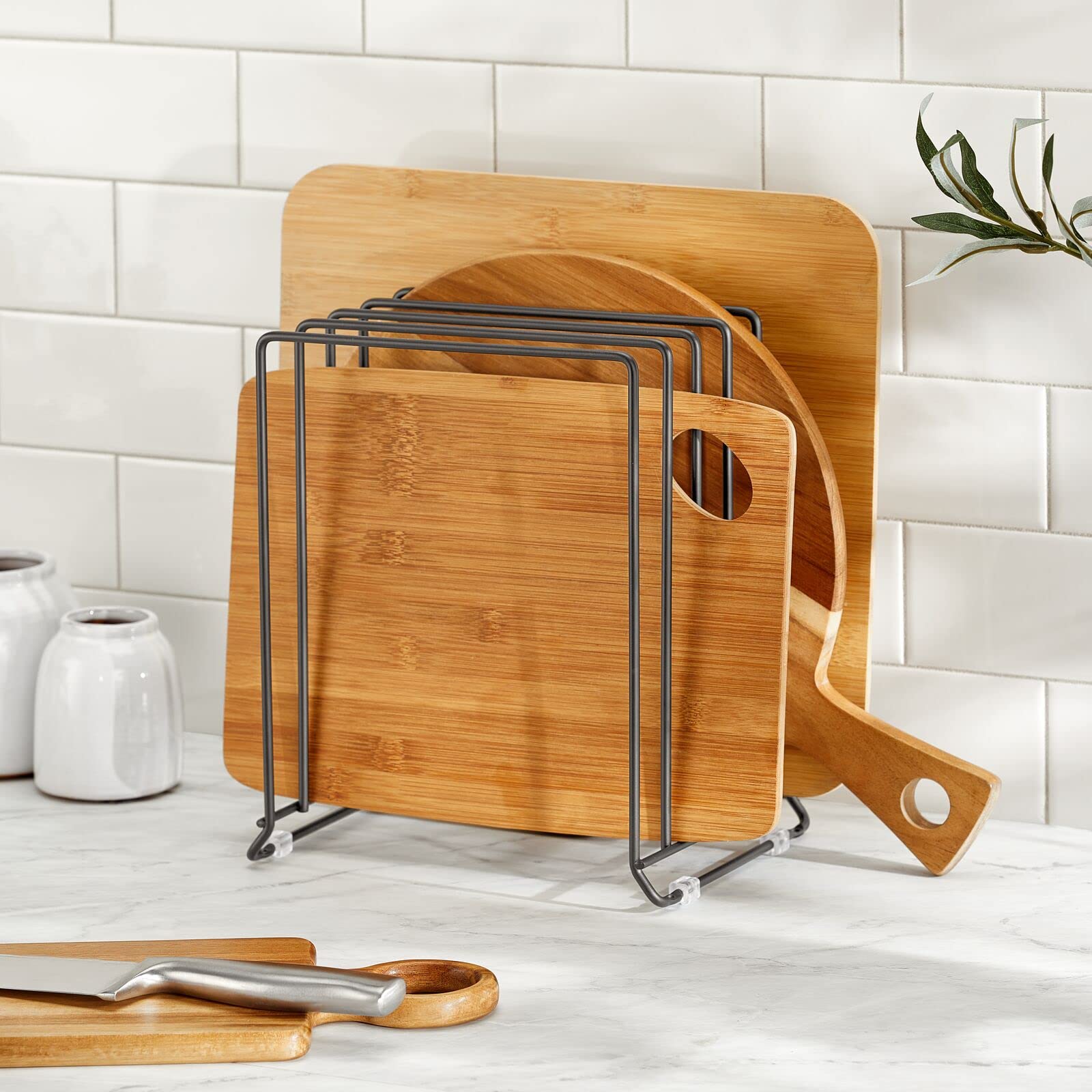 mDesign X-Large Steel Storage Tray Organizer Rack for Kitchen Cabinet ...