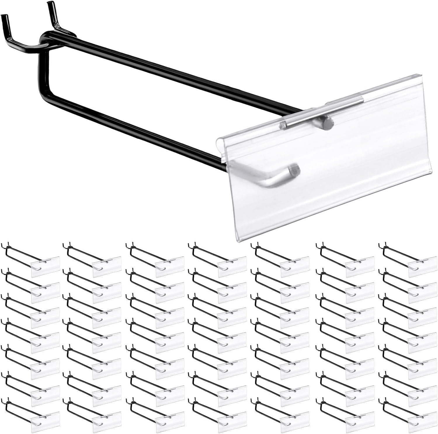 Tandefio 100 Pack 8 Inch Black Metal Peg Board Hooks with Clear Plastic ...