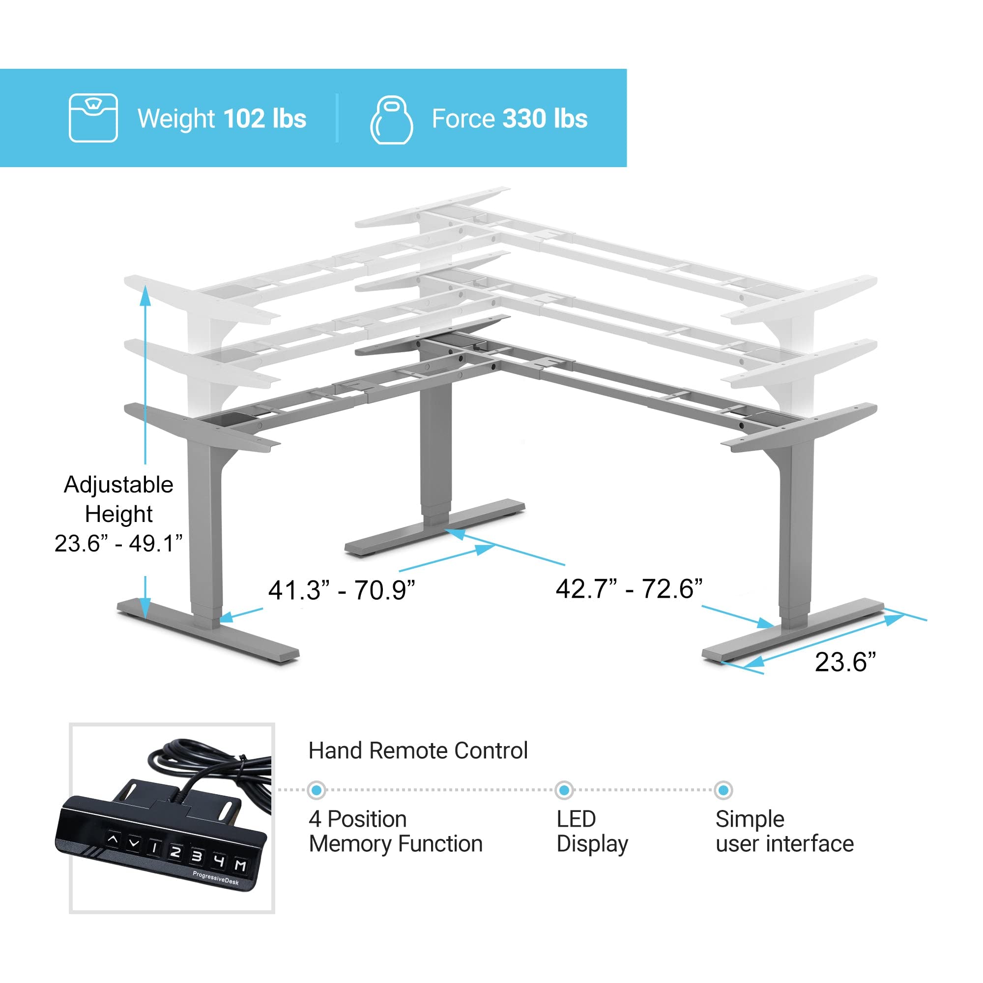 Snapklik.com : Standing Desk Corner Frame. Adjustable Height And Width Legs