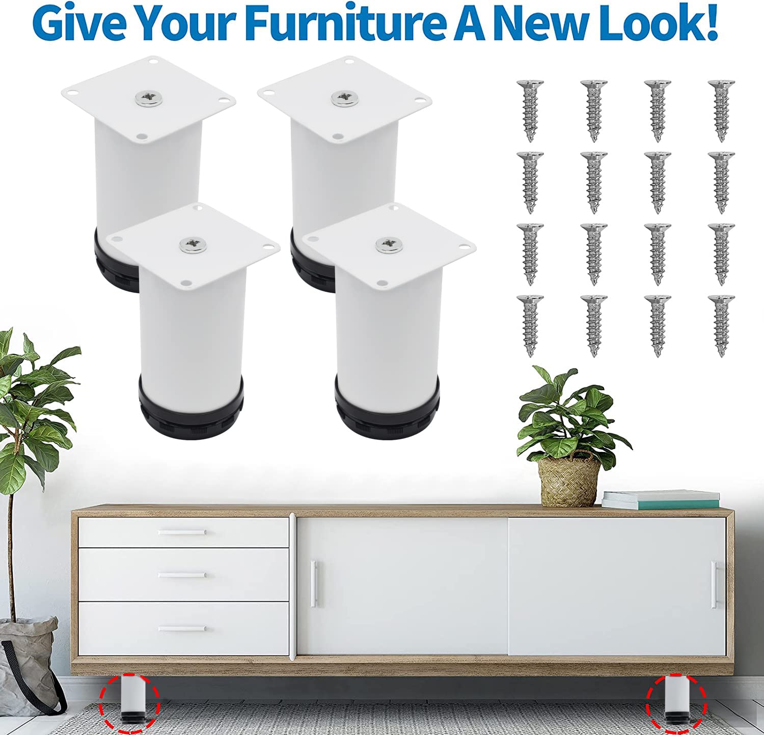 Snapklik.com : Masendelk 4 Inch Metal Furniture Legs Stainless Steel ...