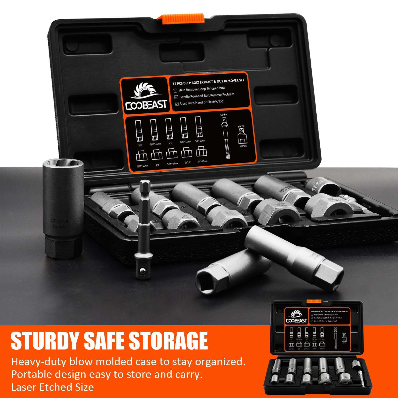 Snapklik.com : Coobeast 12Pcs Bolt Extractor Set, Easy Out Deep Bolt ...