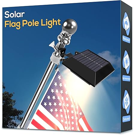 Amazon.com : GULADUS Flagpole Solar Light,One-Piece flagpole Light,IP65 Waterproof Dusk to Dawn ...