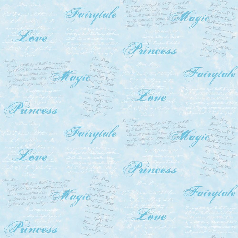 Imperial Disney Home DF059612 Princess Script Wallpaper, Blue, 20.5 ...