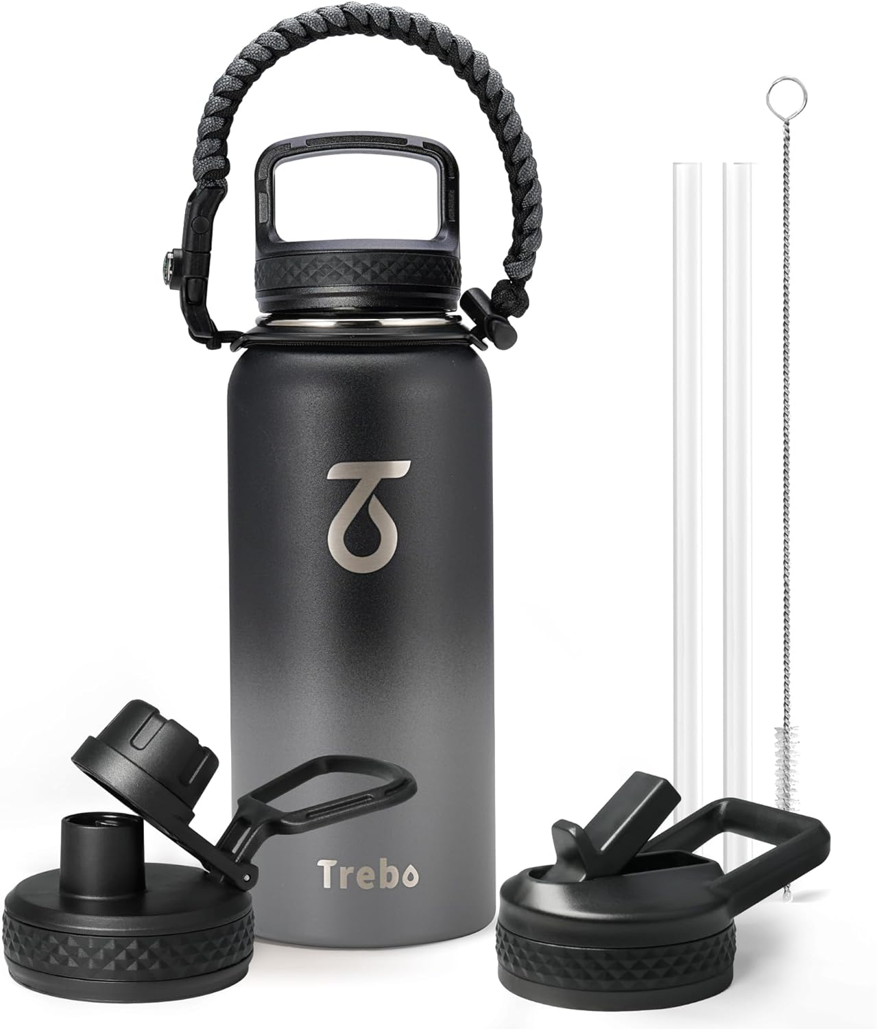 Amazon.com: Trebo 32 oz Water Bottle Insulated with Paracord Handle and ...