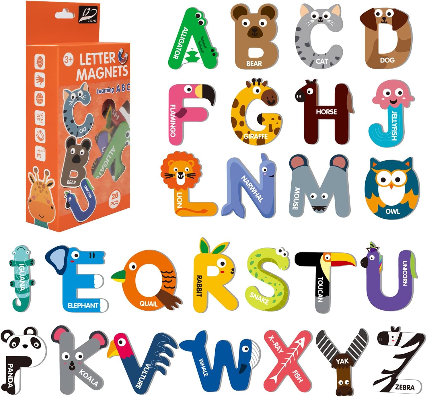 Amazon.com: Aomola 26PCS ABC Magnetic Alphabet Letters with Animal ...