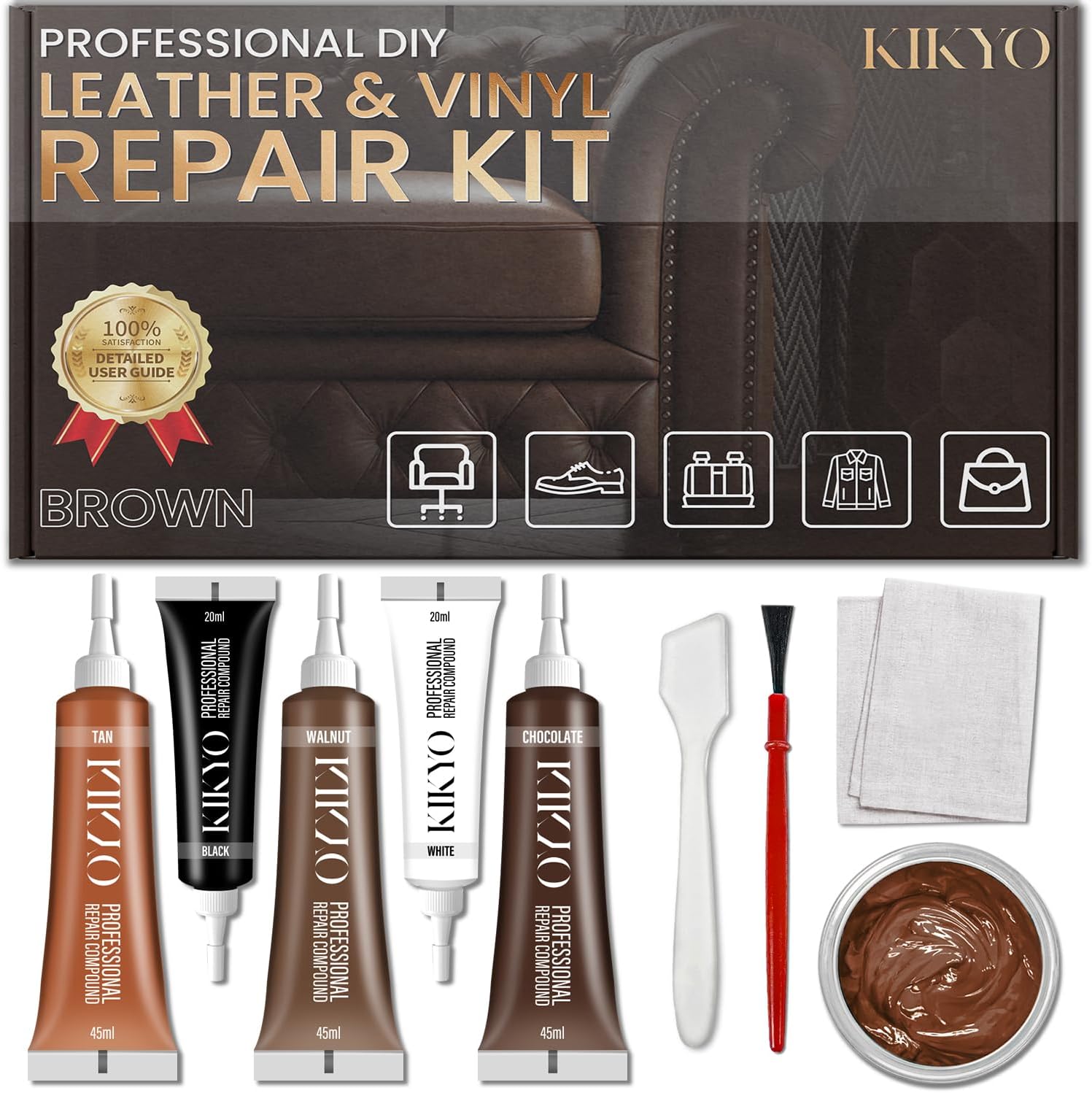 Amazon.com: Brown Leather Repair Kit for Furniture, Mess-Free Leather ...