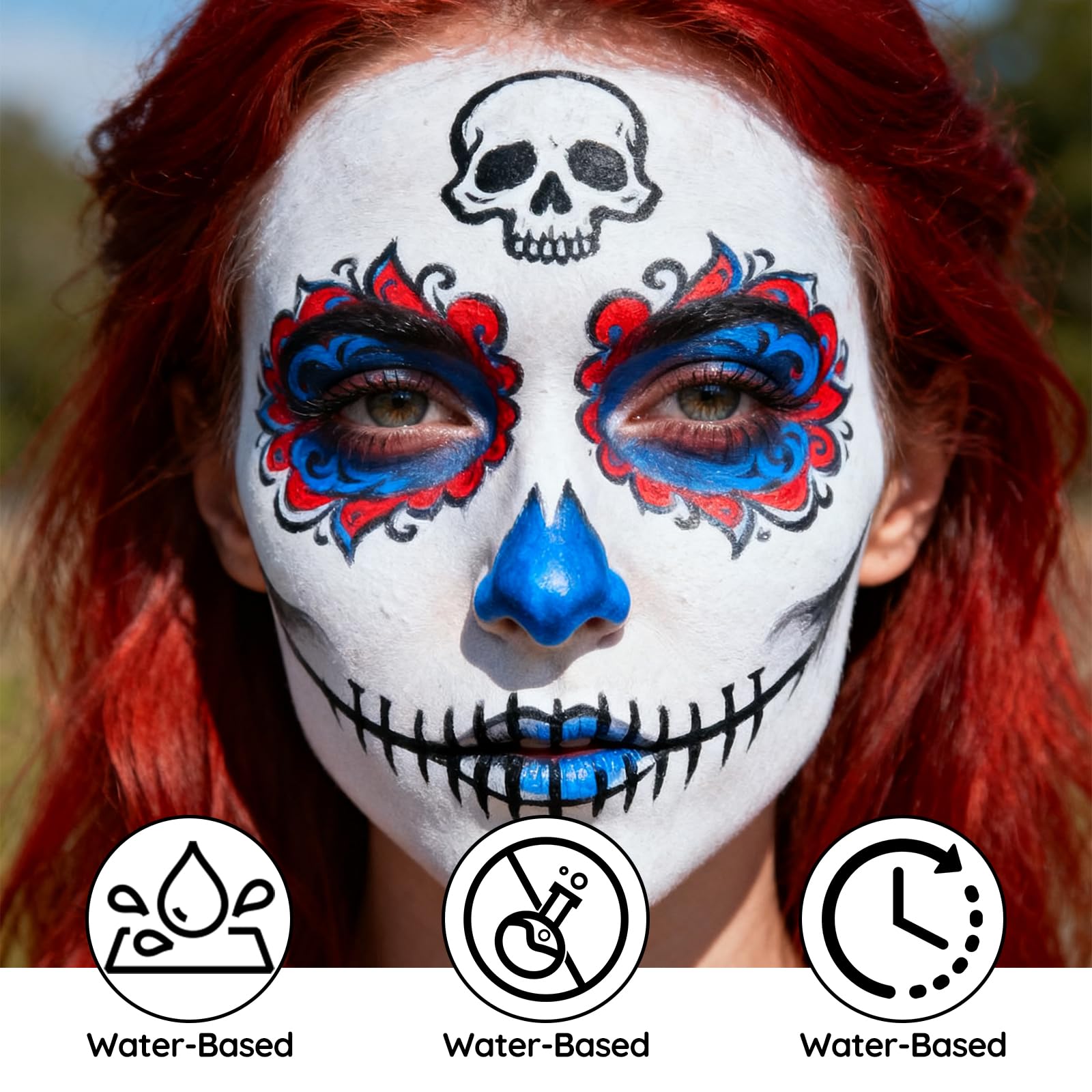 Snapklik.com : PASNOWFU Red White Blue Face Paint - Professional Water ...