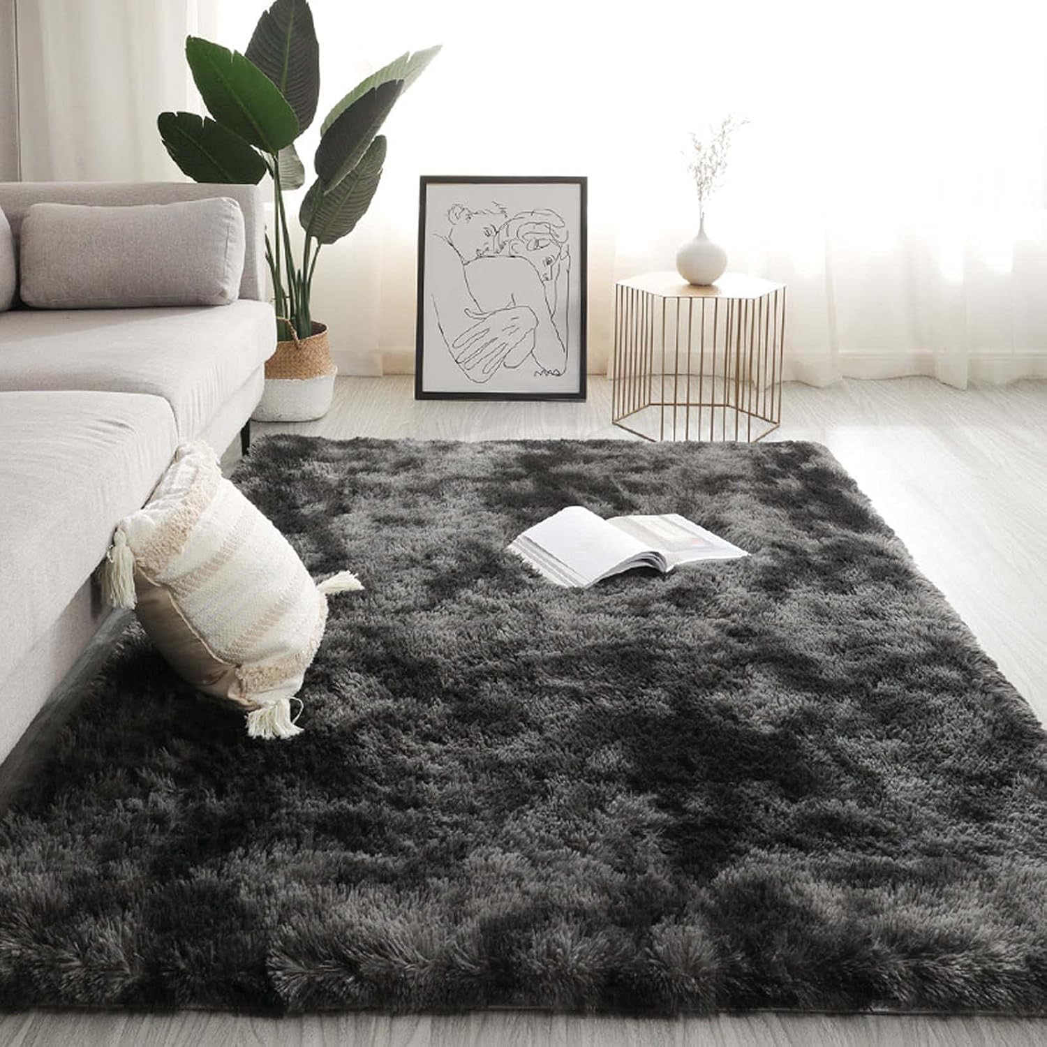 Buy Super Soft Modern M Black Runner Carpets for Living Room 2x4 Feet ...