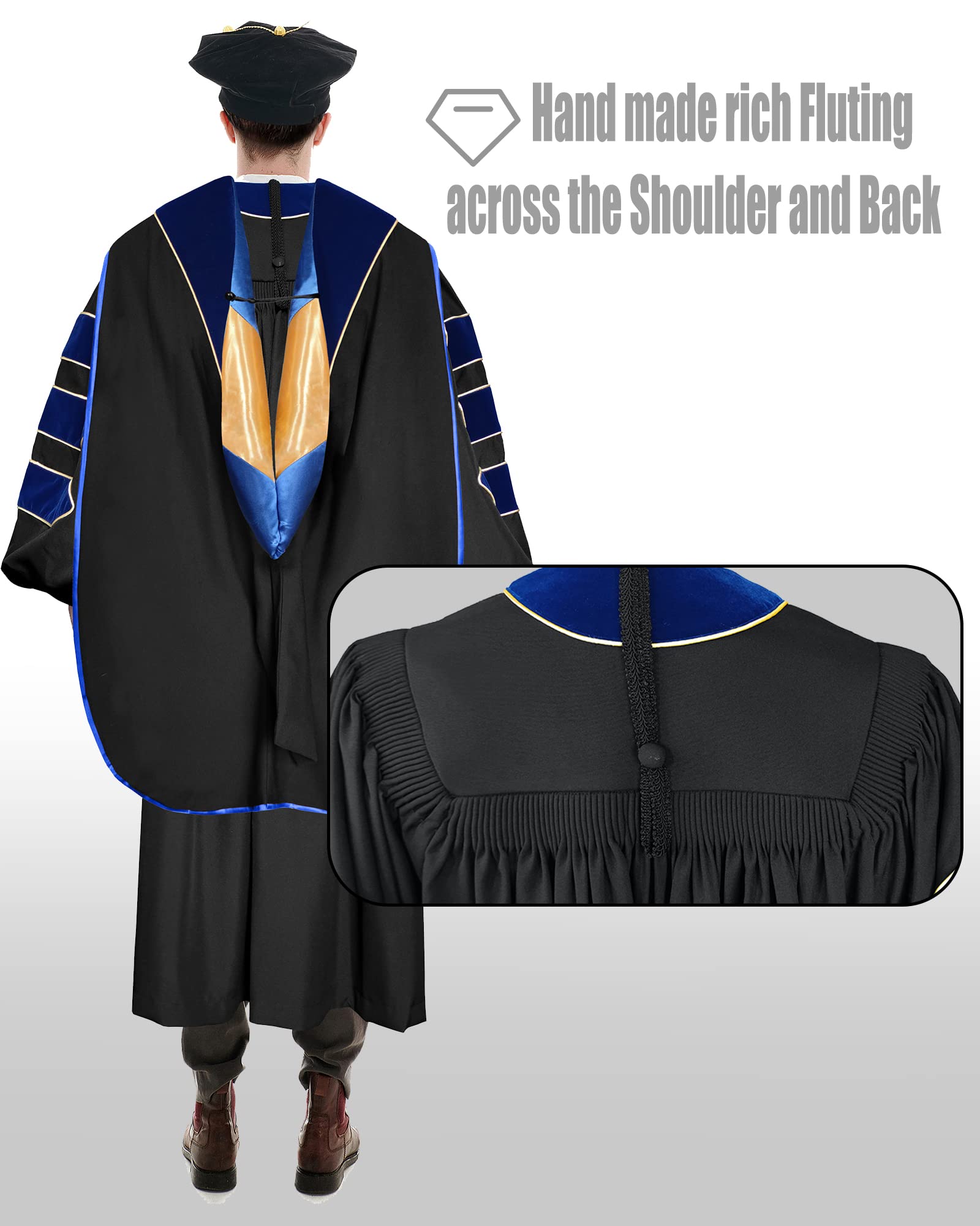 Snapklik.com : YIIOSS Unisex Deluxe Doctoral Graduation Gown