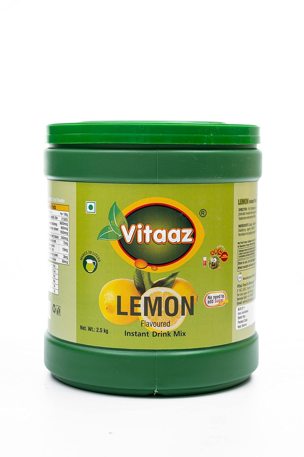 VITAZ Instant Fruit Drink Powder - HDPE Lemon 2.5 Kg Jar : Amazon.in ...