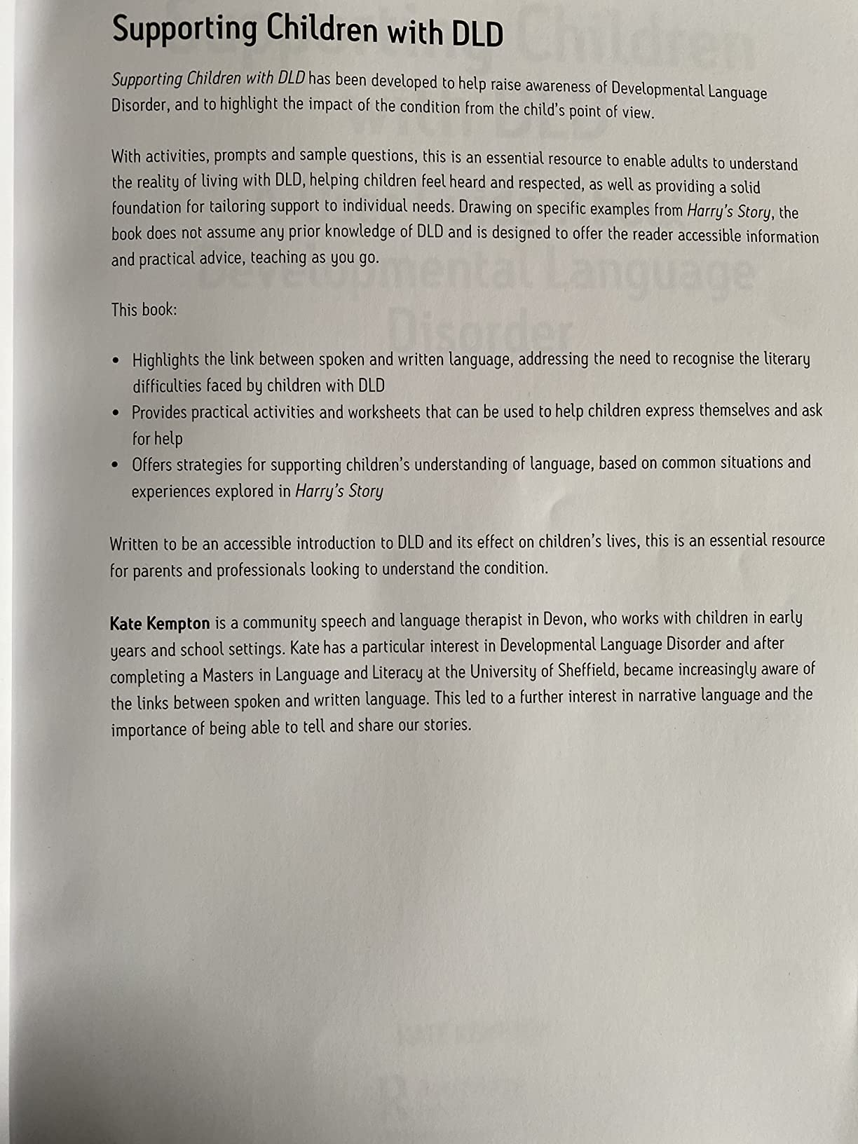 Supporting Children with DLD: A Picture Book and User Guide to Learn ...