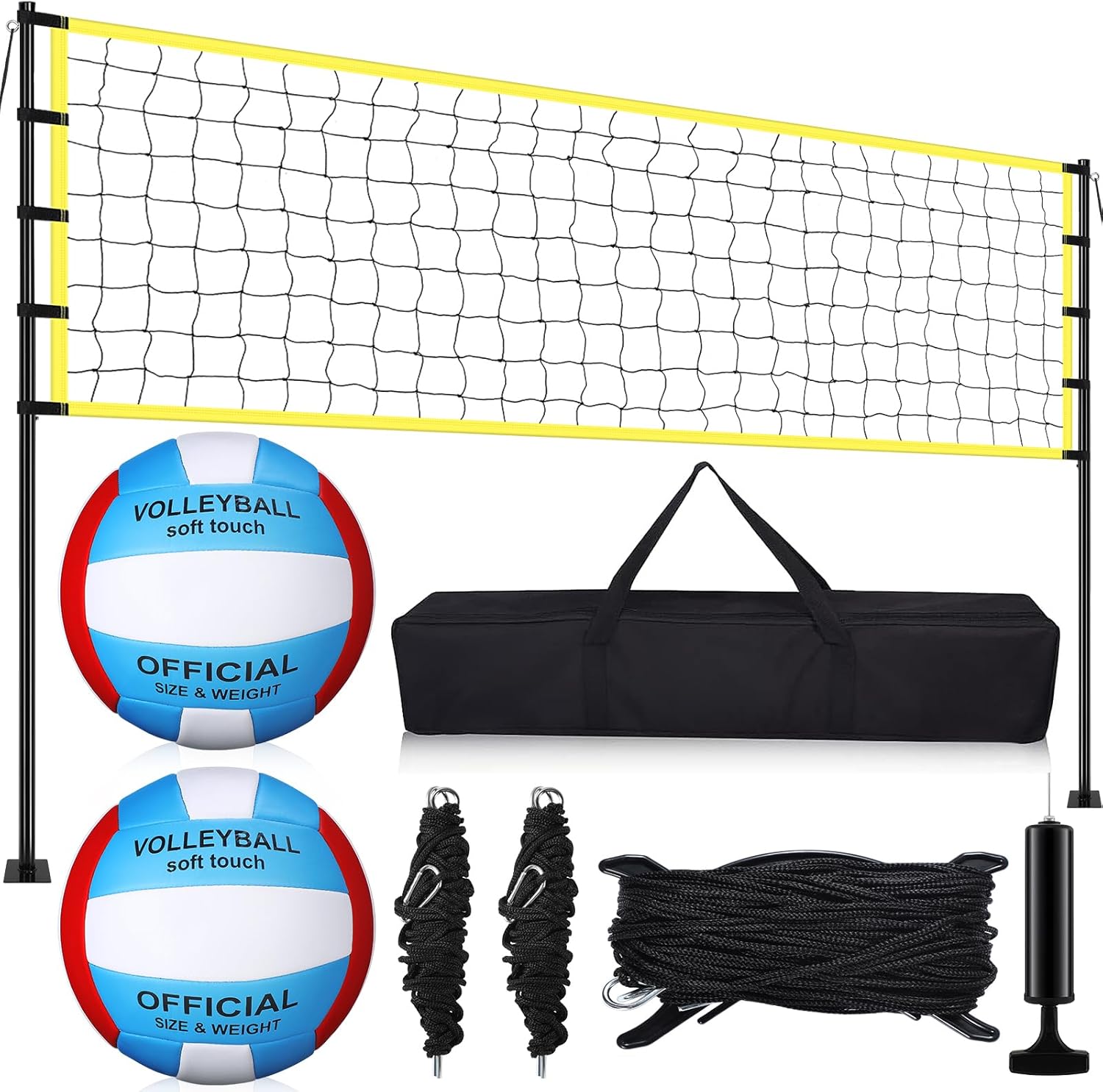 Amazon.com : Leyndo Volleyball Net Sets Adjustable Height Poles, 2 ...
