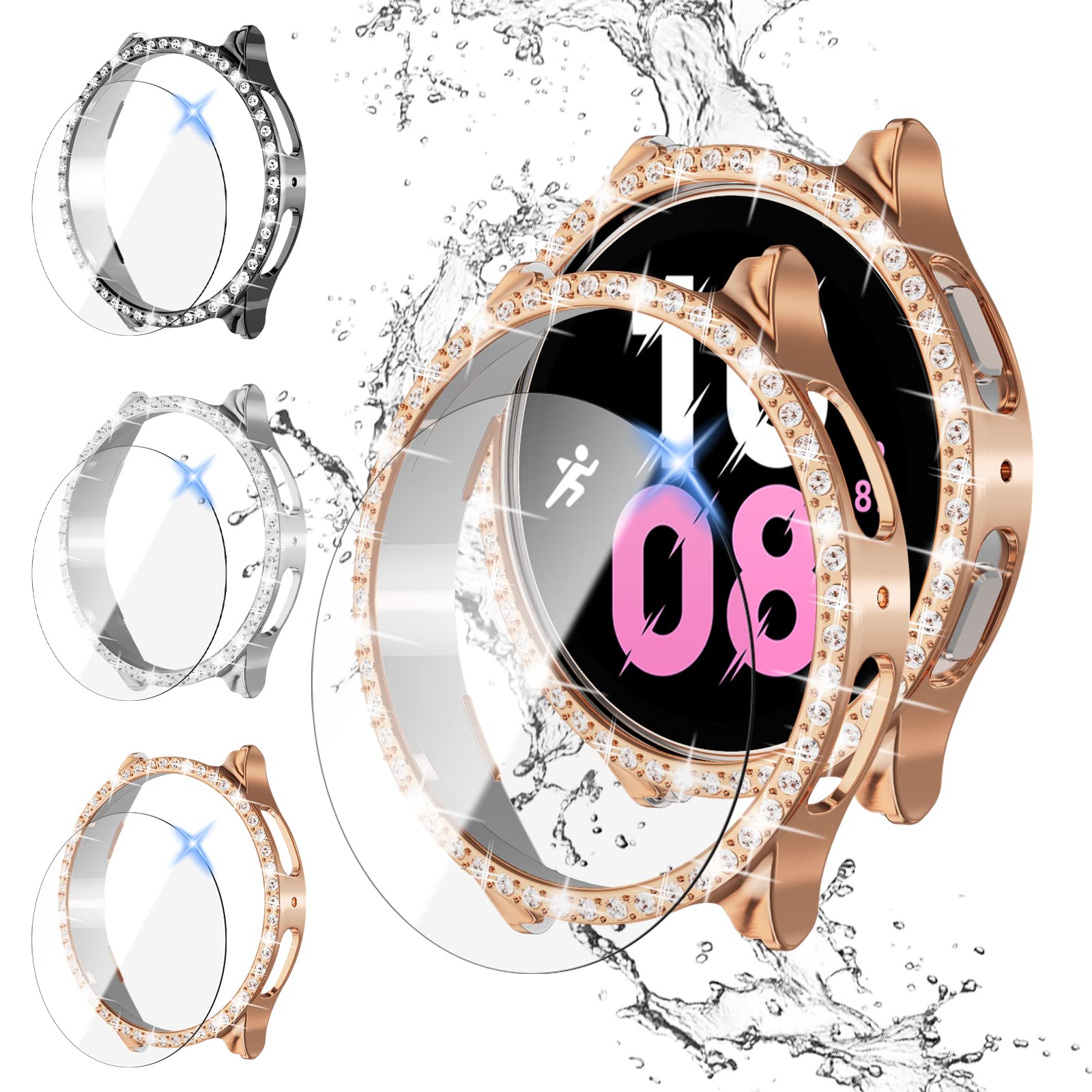 Amazon.com: 【3+3Pack】Bling Diamond Case for Galaxy Watch 5/Galaxy Watch ...