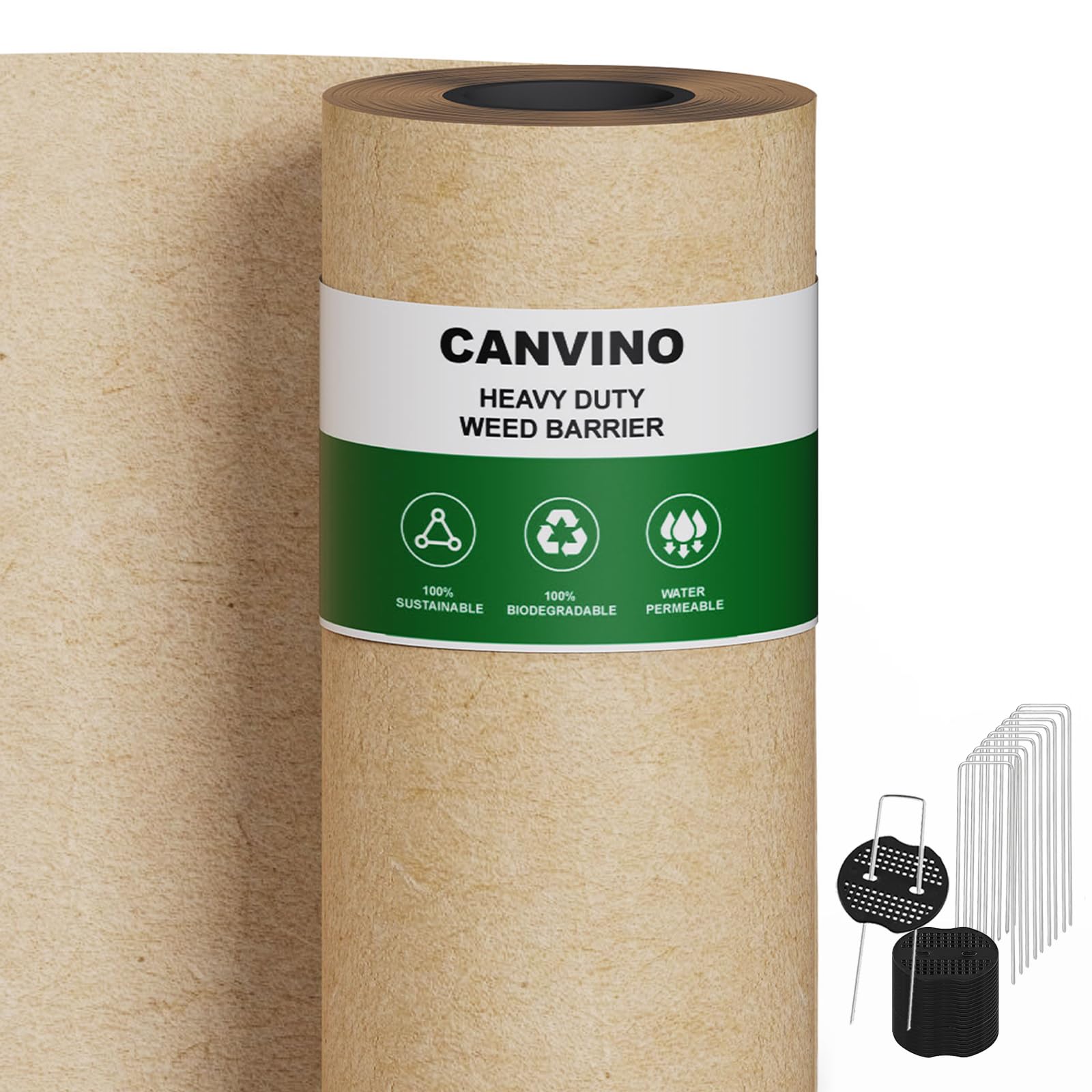 Amazon.com : Canvino 3 x 50 Ft Biodegradable Paper Weed Barrier Fabric ...