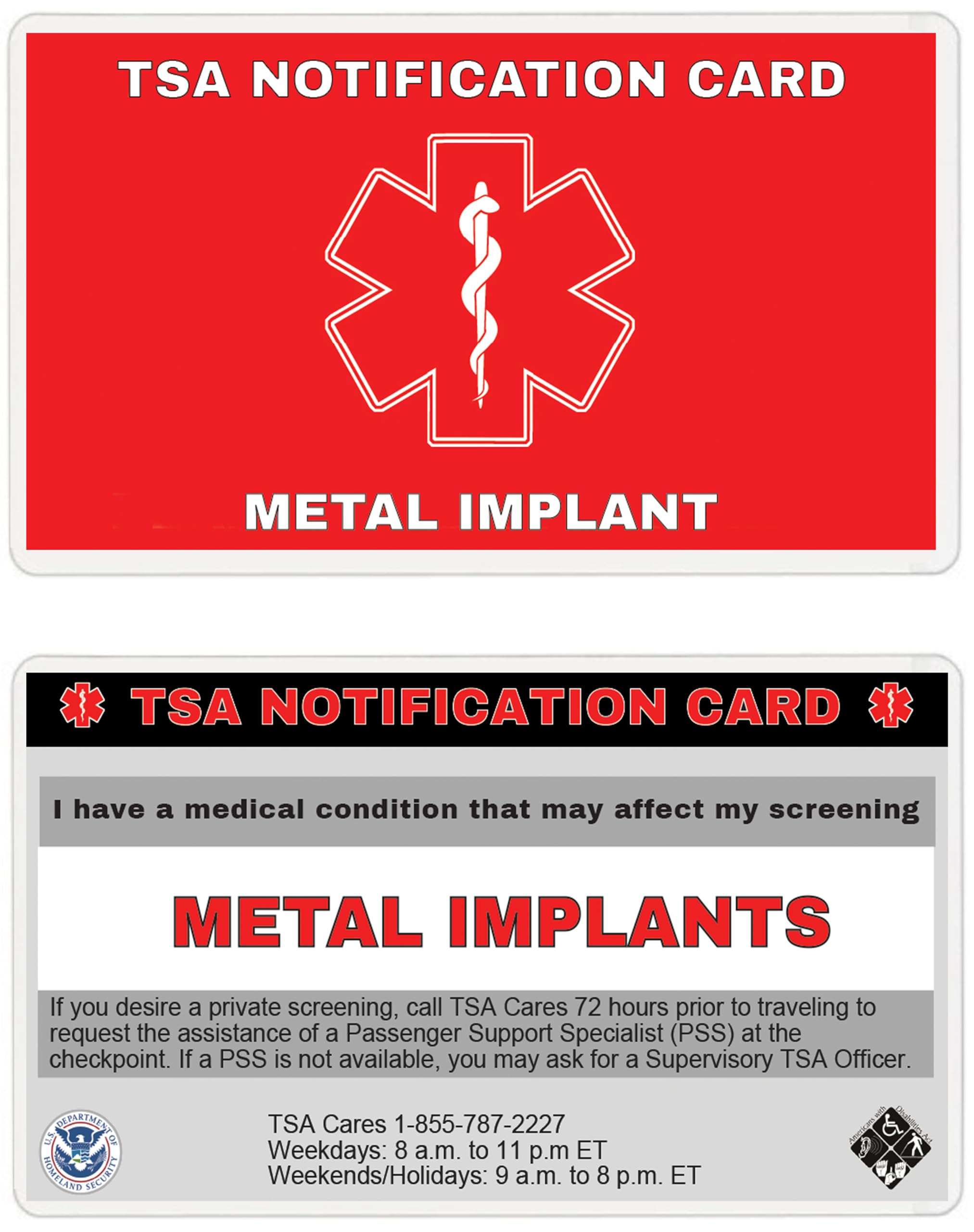 Amazon.com : Metal IMPLANT TSA Notification Wallet Air Travel Card ...