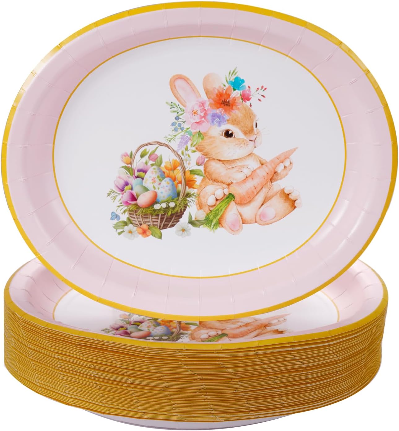 Amazon.com: UODBUYO 50pcs Easter Oval Paper Plates, 10" x 12", Heavy ...