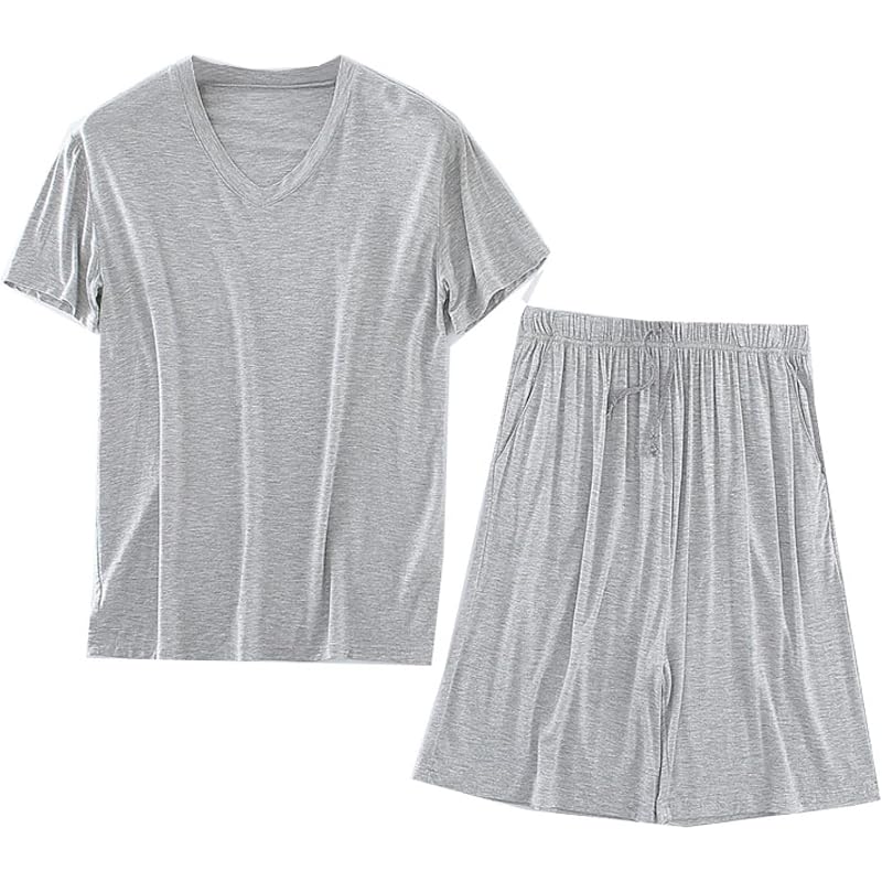 Summer Mens Silky Sleepwear Set Short Sleeves And Pants Casual Pajamas Homewear Set Large Size summer-mens-silky-sleepwear-set-short-sleeves-and-pants-casual-pajamas-homewear-set-large-size