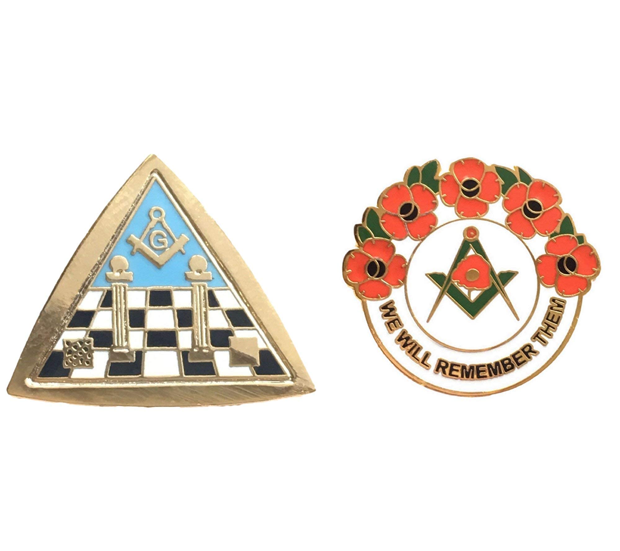 Smartbadge Masonic Temple And Symbols In Triangle Freemason Badge ...