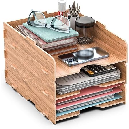 GIANTEX Dokumentenablage aus Metall, Briefablage 3 Schubfächer, Organizer Büro für A4-Format ...