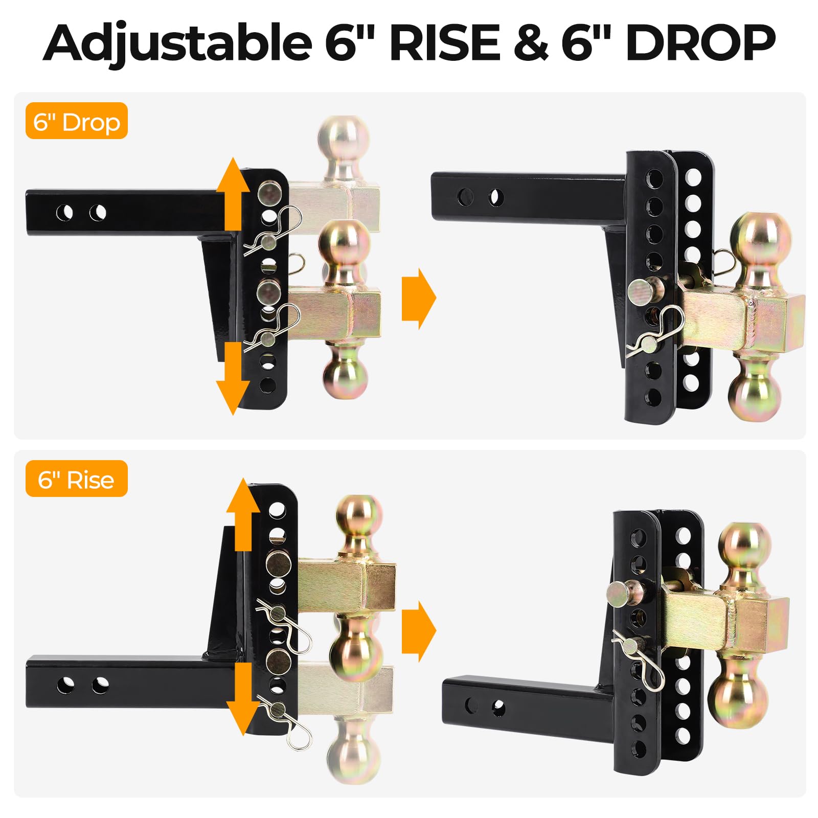 Snapklik.com : FAHKNS Adjustable Trailer Hitch, 6 Inch Drop/Rise ...