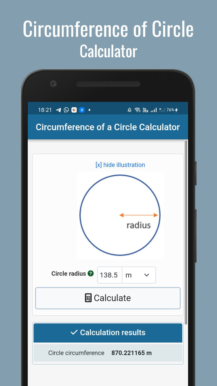Circumference of a Circle Calculator - App on Amazon Appstore