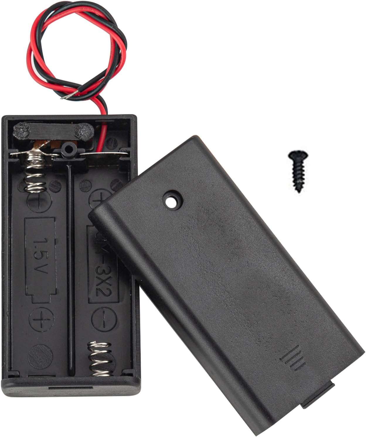 Yosawo 4-Pieces 3x1.5V(4.5V) AA Battery Holder Case,Black Plastic DIY ...