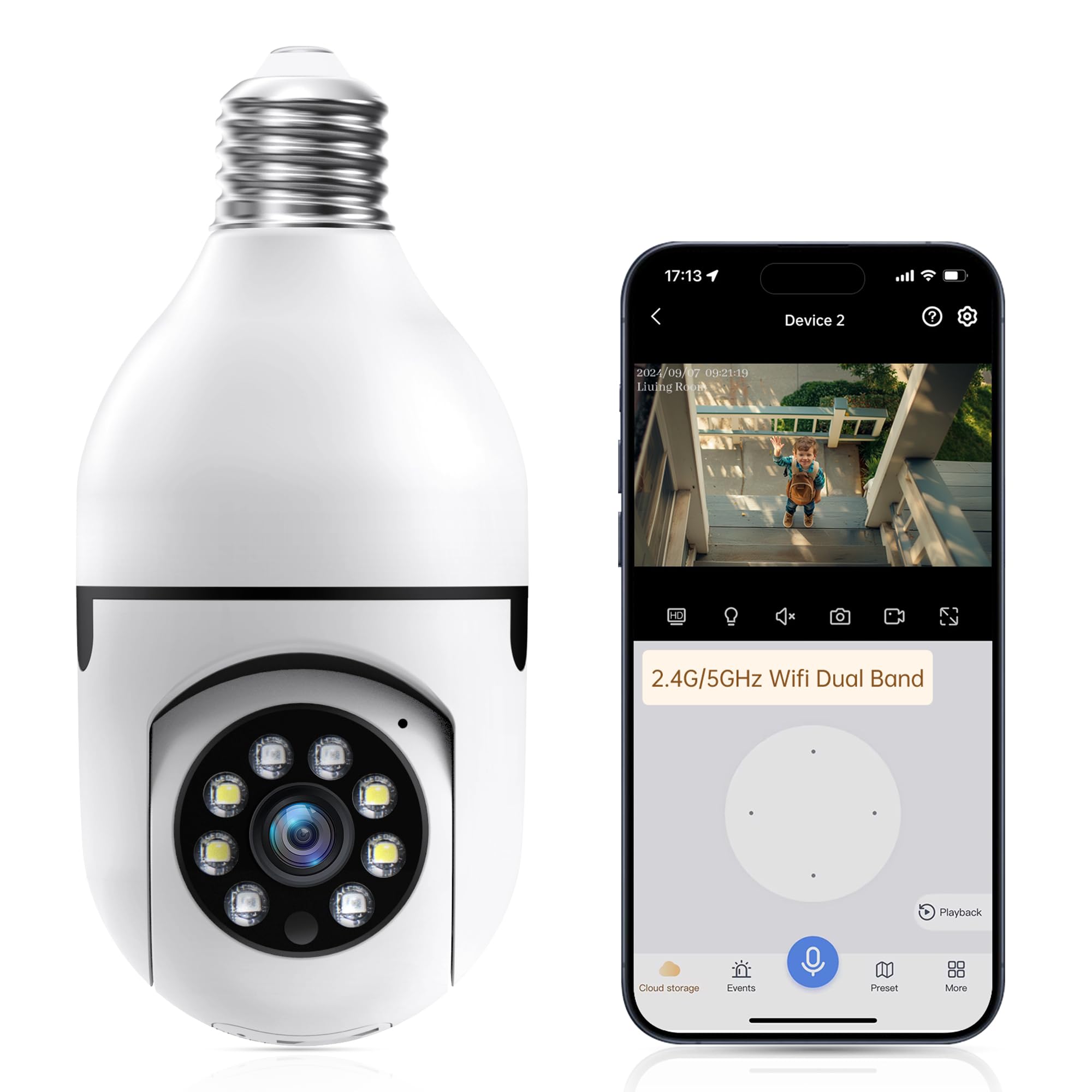 Amazon.com : WESECUU Light Bulb Security Camera 5G WiFi Light Socket ...