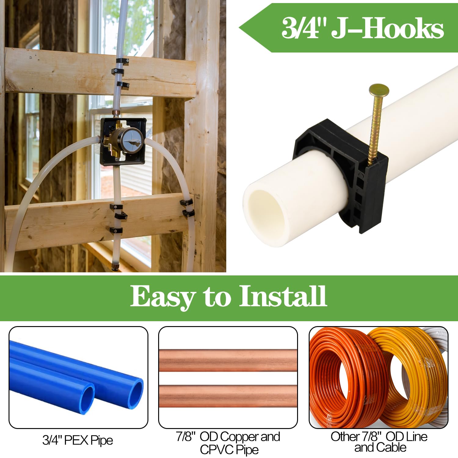 Snapklik.com : 100 Pack Half Clamps J-Hook