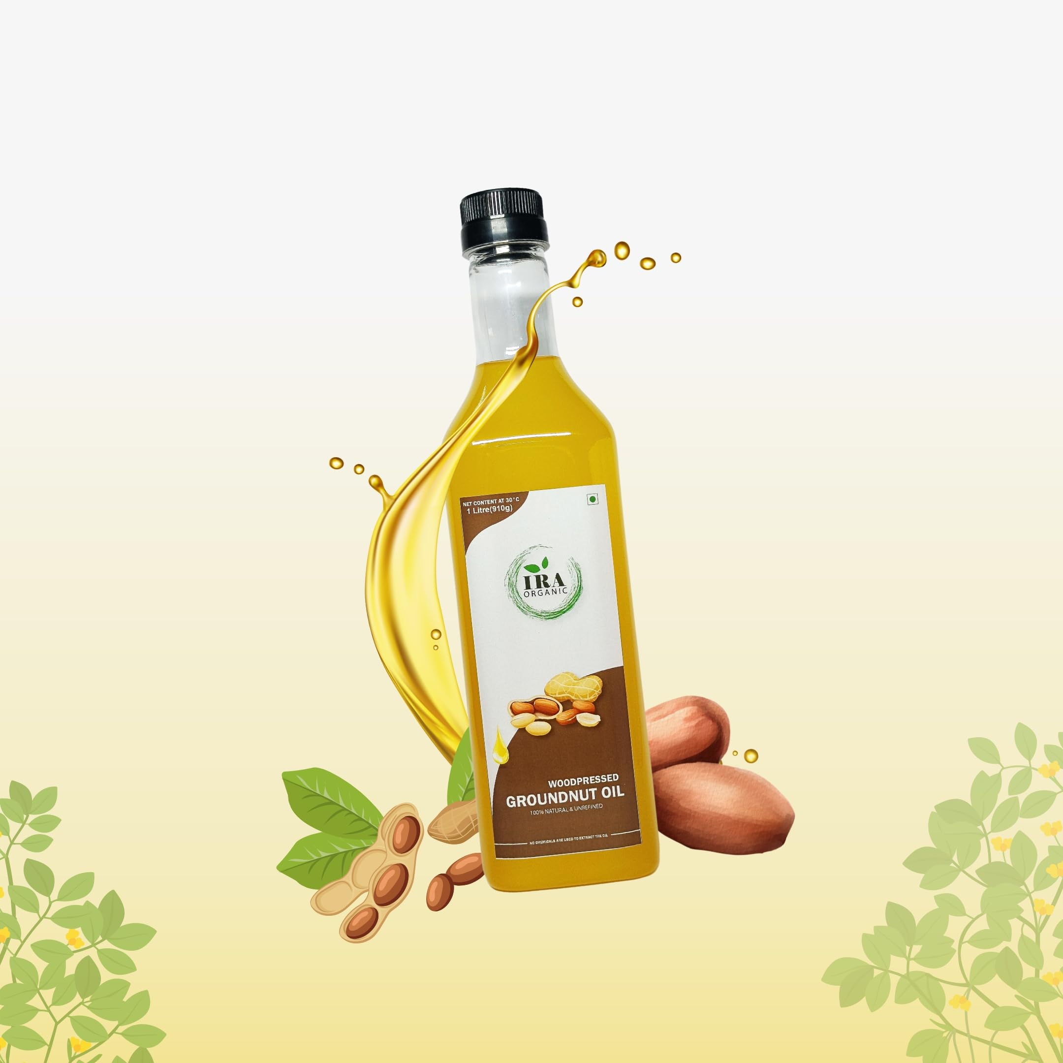 IRA ORGANIC Wood Pressed Groundnut Oil 1L | Kacchi Ghani | Lakadi Ghani ...