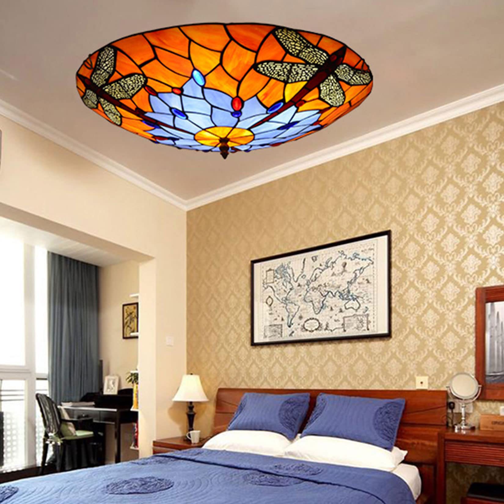 Flush Mount Ceiling Lights Dragonfly Tiffany Glass Dragonfly Wall