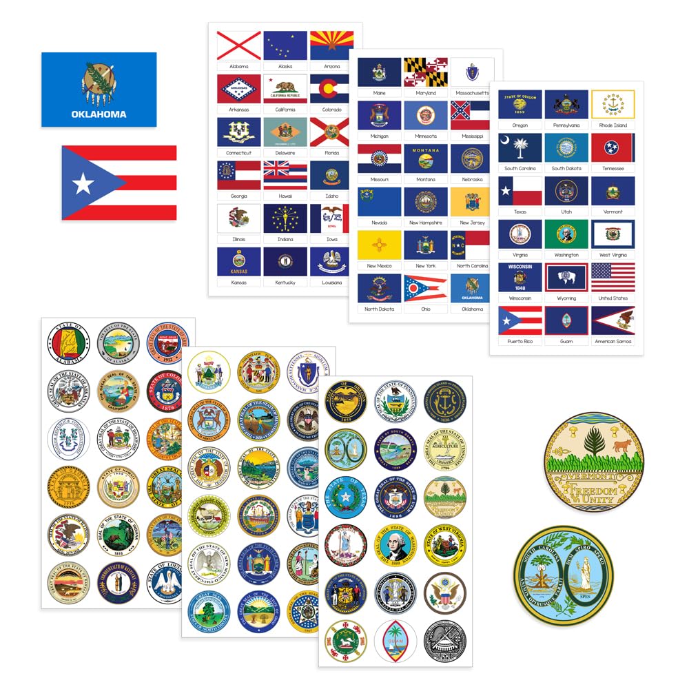 Amazon.com: Hygloss Products US State Flags and Seals Stickers for Kids ...