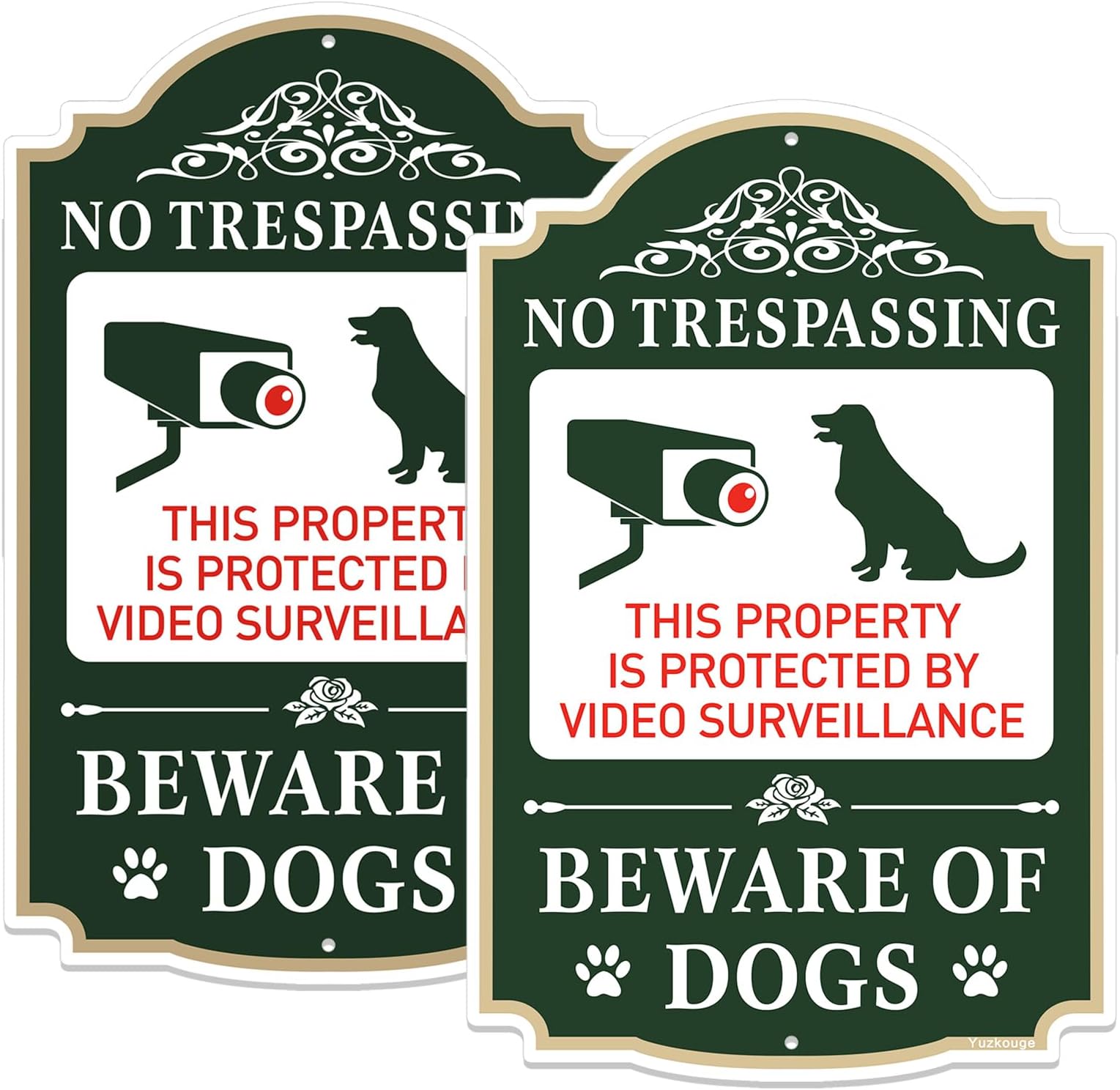 Amazon.com : Yuzkouge No Trespassing Beware of Dogs Sign - 2 Pack, 12 ...