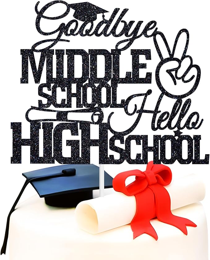 Amazon.com: Goodbye Middle School Hello High School Cake Topper ...