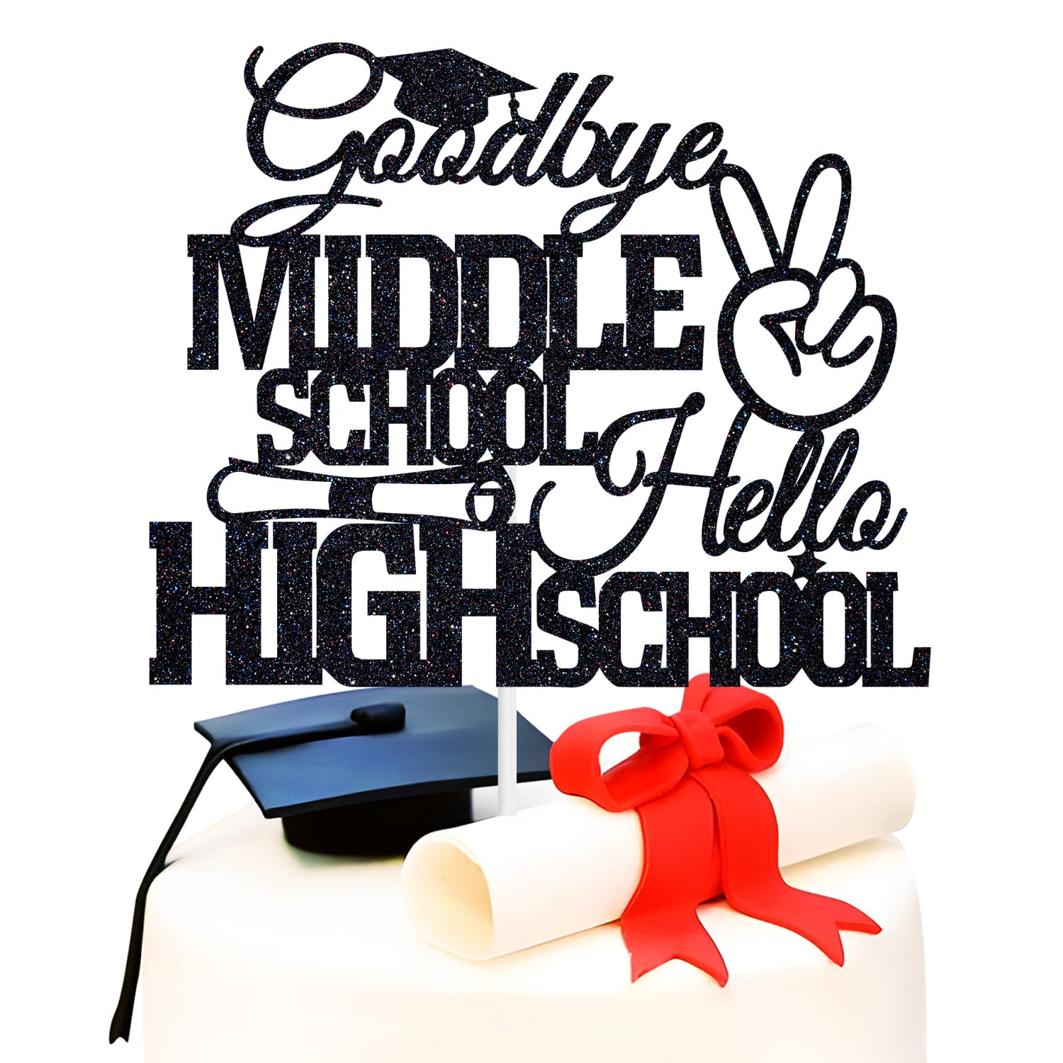 Amazon.com: Goodbye Middle School Hello High School Cake Topper ...